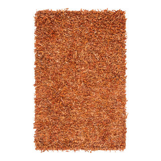 Safavieh Leather Shag Lsg601P Solid Color, Shag Rug, Orange, 4'0"x6'0 ...