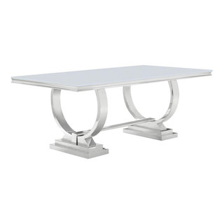 Antoine Rectangle Dining Table White and Chrome - Contemporary - Dining ...