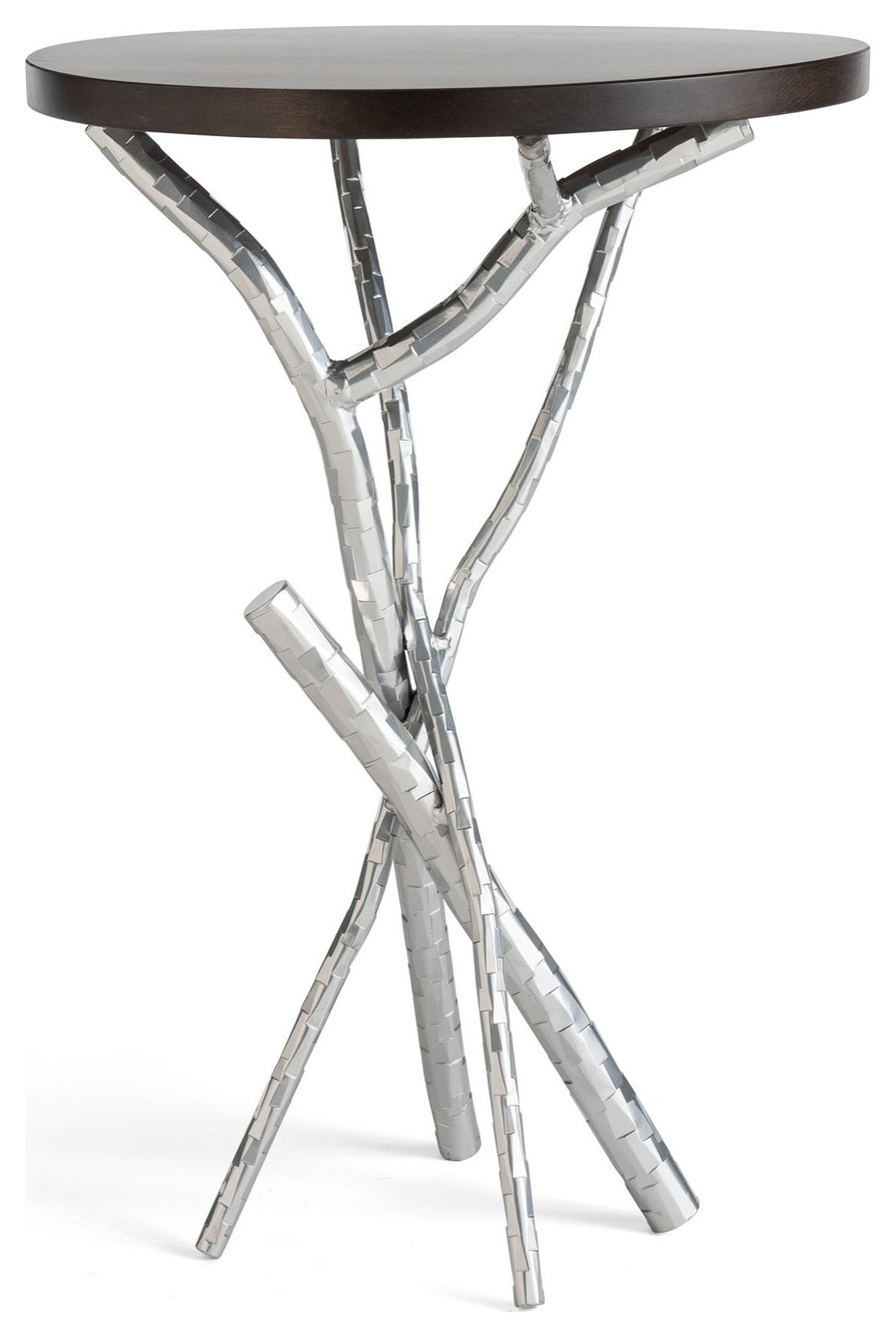 Brindille Wood Top Accent Table, Sterling Finish, Espresso Maple Wood Top - Contemporary - Side ...