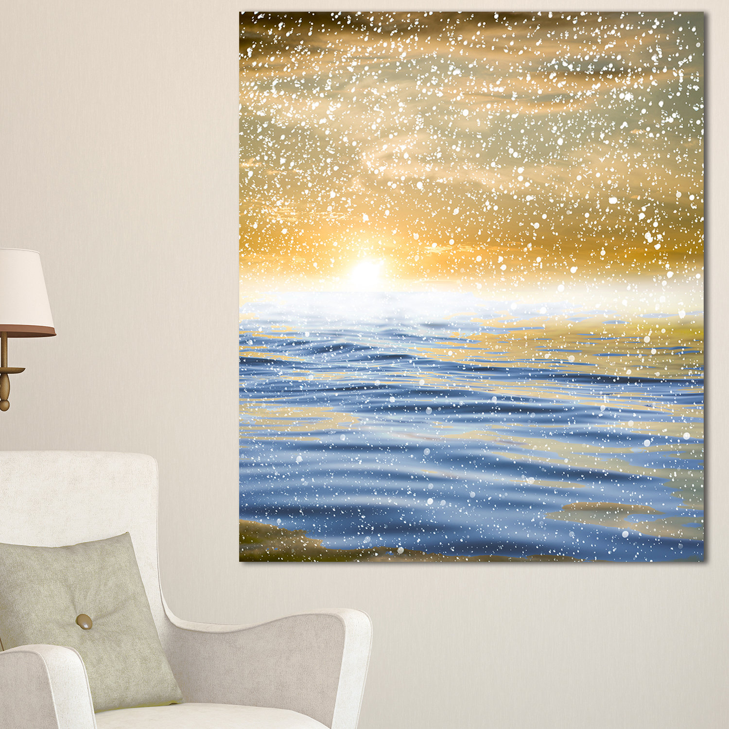 "Sunset Over the Sea With Snow" Skyscape Photo Wall Art, 3 Panels, 28 ...