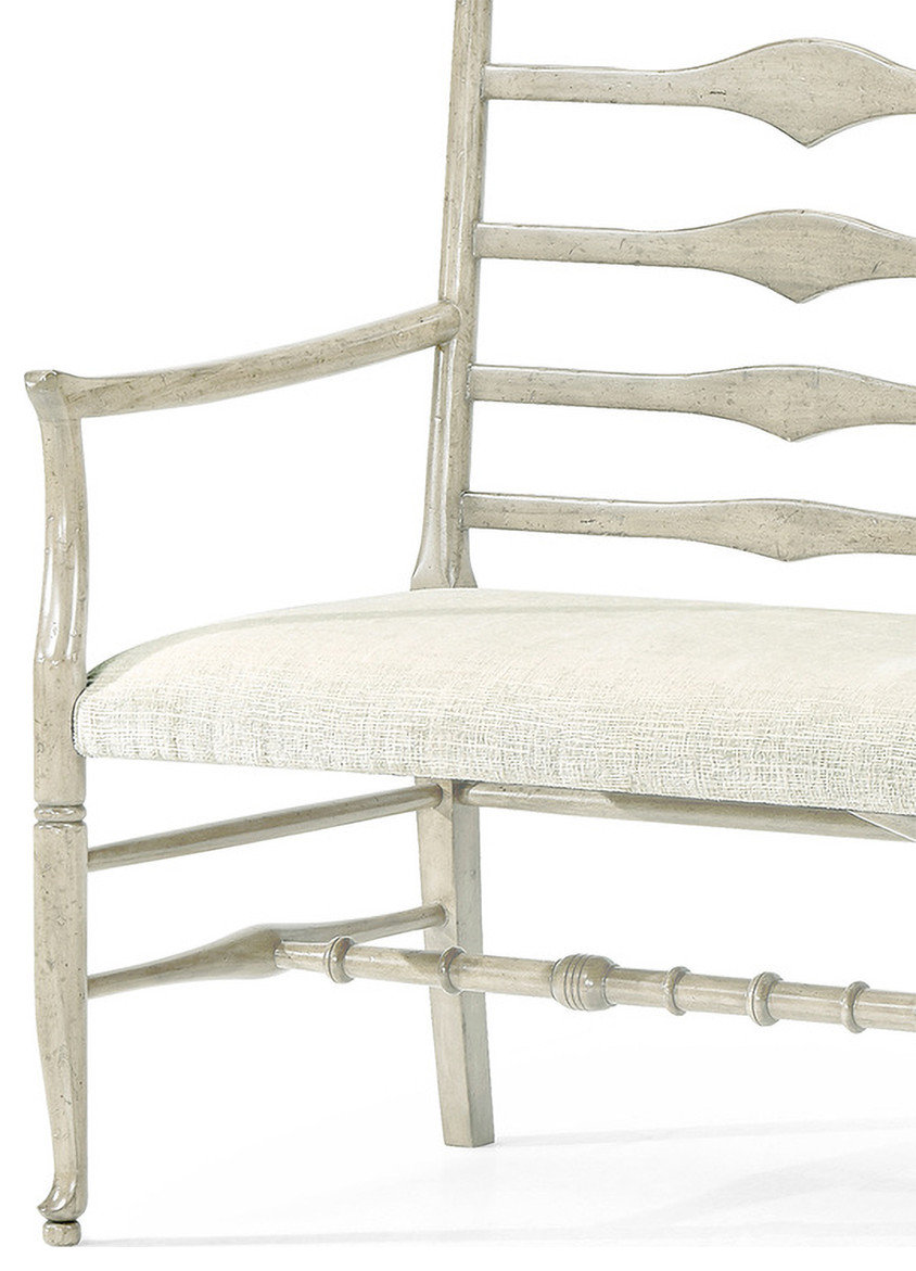 Country Ladder Back Whitewash Bench - French Country - Accent And ...