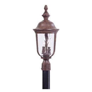 2-Light Post Mount, Vintage Rust With Mouth Blown Clear Glass ...