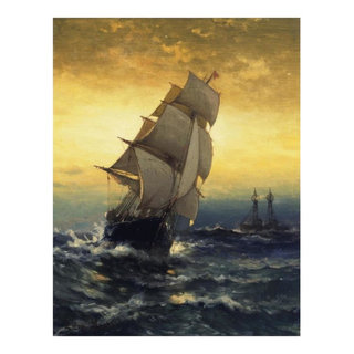 "Passing Ambrose Lightship" Digital Paper Print by Edward Moran, 14"x18 ...