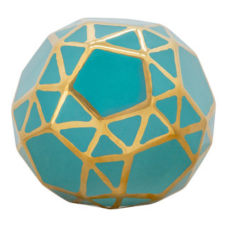 Ceramic Orb 6" Turq/Gold - Contemporary - Decorative Objects And ...