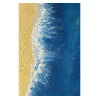 Original Art "Golden Shoreline and Blue Ocean" Abstract hand-painted ...