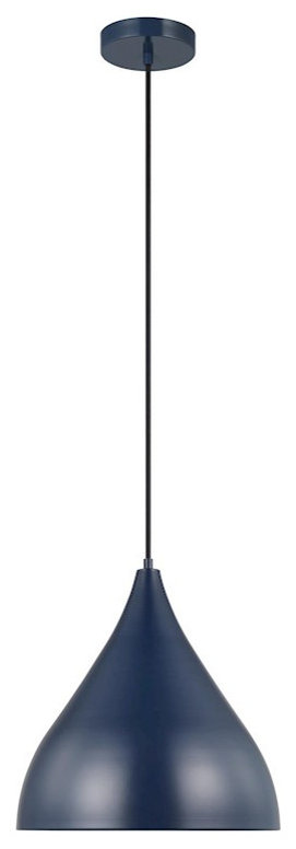 Sea Gull Lighting Oden 1-Light LED 14" Pendant, Navy/Navy, 6645301EN3 ...