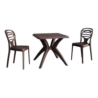 Kova Chairs & Marcella Table Set, Brown - Transitional - Outdoor Dining ...