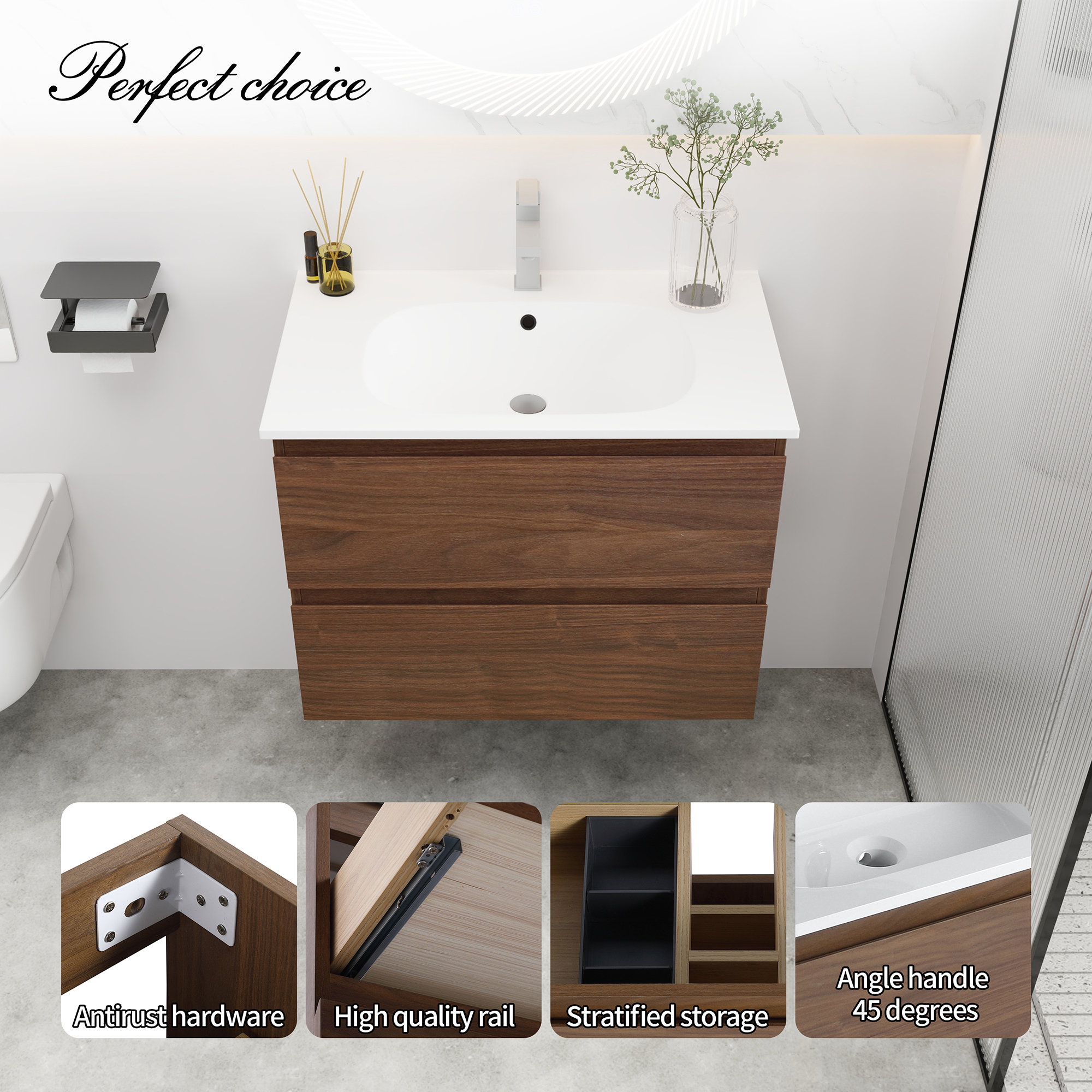 30" Wall-Mounted Bath Vanity, Top and Basin - Modern - Bathroom ...
