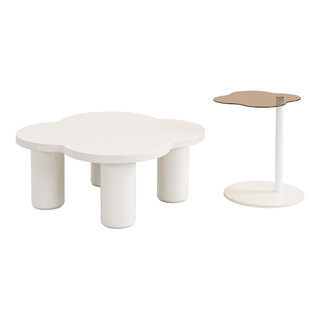 TATEUS Modern Coffee Table Set of 2, Irregular Shape Coffee Table ...