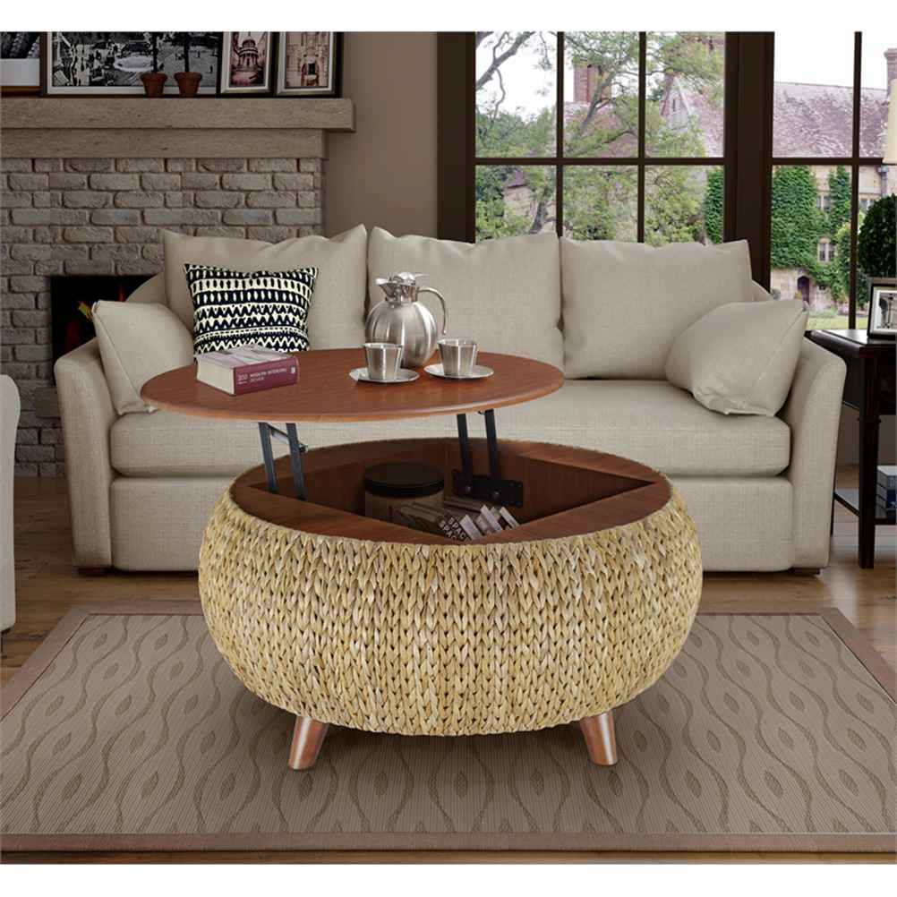 Gallerie Decor Bali Breeze Round Transitional Wood Coffee Table in ...