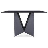 Modern Serra 94 Inch Dining Table - Smoked Glass with Matte Black Steel ...