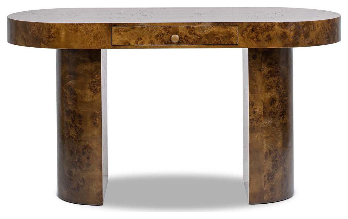 Jesse 55.5" Burl Wood Single Drawer Oval Computer Desk - Rustic - Desks ...