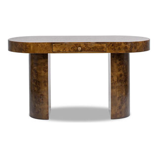 Jesse 55.5" Burl Wood Single Drawer Oval Computer Desk - Rustic - Desks ...