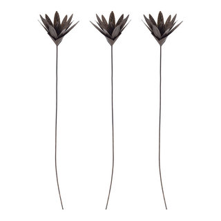 Bronze Leaf Blossom Stems, Set of 3 - Contemporary - Decorative Objects ...