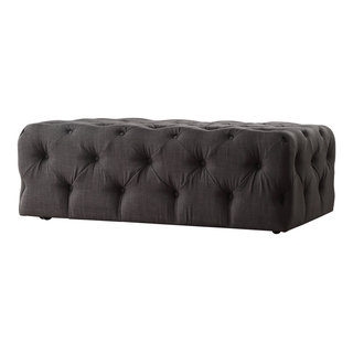 Rectangular Ottoman, Fabric Upholstery With Button Tufting & Casters ...