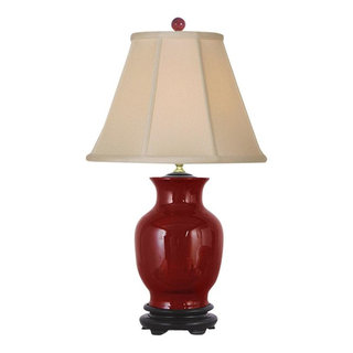 Beautiful Oxblood Red Porcelain Vase Table Lamp, 20" - Traditional ...