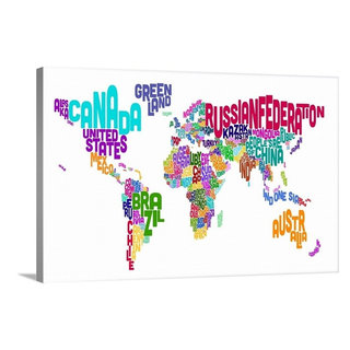 World Map made up of country names Wrapped Canvas Art Print, 36"x24 ...