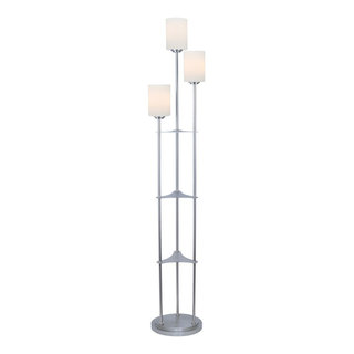 Lite Source Bess 3-Light Floor Lamp, Brushed Nickel, Frost Glass - Transitional - Floor Lamps ...