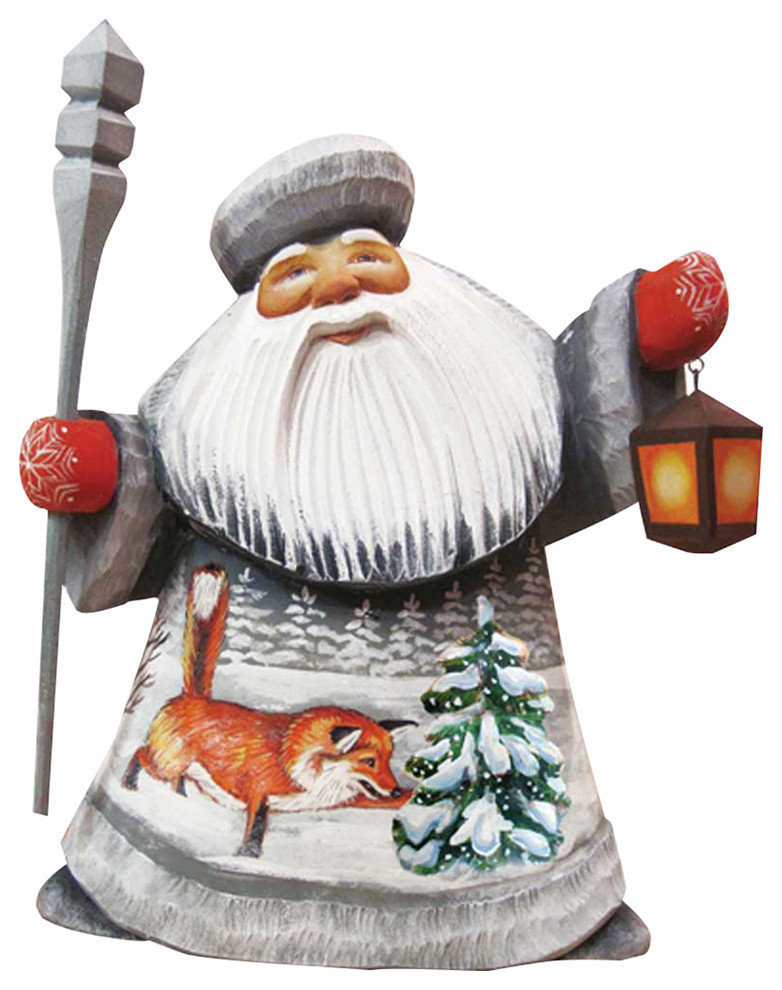 Foxy Play Father Frost, Woodcarved Figurine - Traditional - Holiday ...