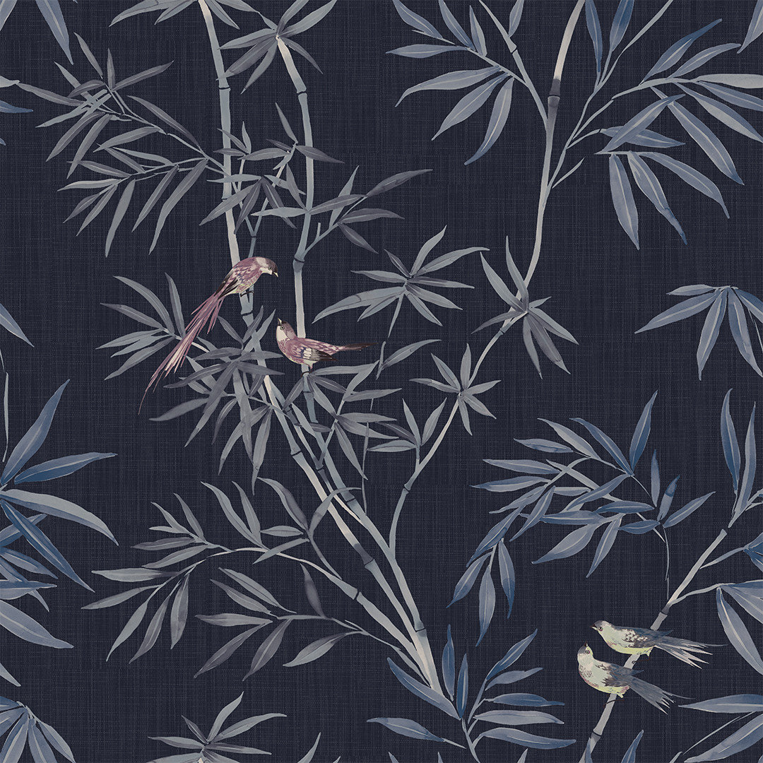 Bamboo Chinoiserie Peel and Stick Wallpaper, Sample, Nightfall, 8.5" x ...