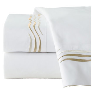 Pointehaven 300TC Wave Embroidered Sheet Set, King - Contemporary ...