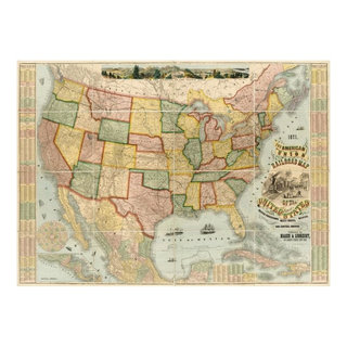 "American Union Railroad Map Of The United States, 1871" Paper Art, 24 ...