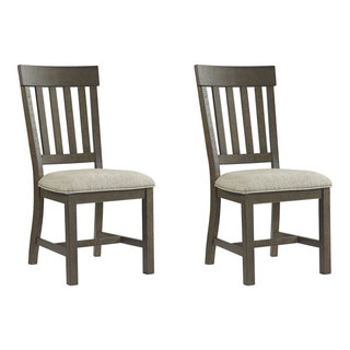 Sullivan Slat Back Side Chair With Cushion Seat, Brushed Charcoal, Set ...