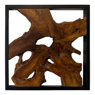Teak Wood Rustic Square Wall Art, Square - Rustic - Wall Accents - by BNF Home | Houzz