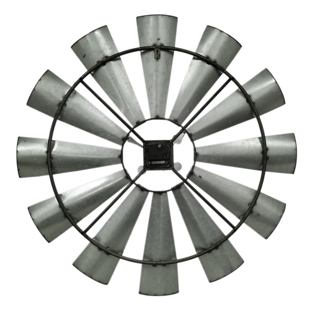 Distressed Grey Rustic 30 inch Metal Windmill Wall Clock, Medium ...