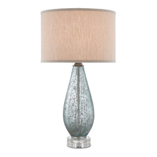 Optimist 1 Light Table Lamps in Pale Blue Glass/Clear with Natural ...