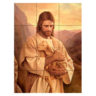 Tile Mural Kitchen Backsplash Lost Lamb by Del Parson, 12.75" W x 17" H ...