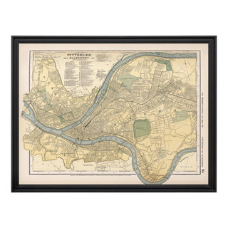 Pittsburgh Map Framed Art 1891, Vintage Pennsylvania Wall Decor, 24x18 ...