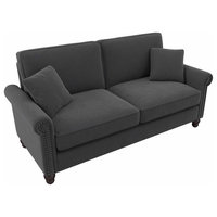 Coventry 73W Small Living Room Sofa in Charcoal Gray Herringbone Fabric ...