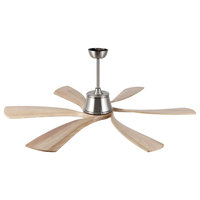 60" Solid Wood 6-Blade Smart LED Ceiling Fan With Remote and Light ...