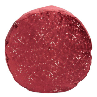 Hand-Finished Round Pouf, Ruby Red, Tall - Contemporary - Floor Pillows ...