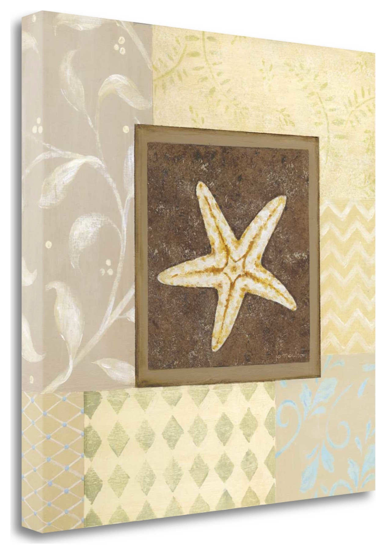 24" Starfish With Multi-Pattern Background Giclee Wrap Canvas Wall Art ...