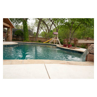 Custom Pool with Combination Rock Waterfall/Jump Boulder - Rustic ...