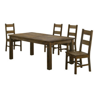 Rewon 5-piece Rectangular Dining Set Rustic Golden Brown Dining Table ...