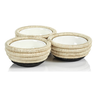 Matera Coiled Abaca 3, Section Condiment Bowl - Tropical - Condiment ...