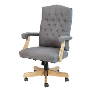 Classic Office Chair, Padded Seat & Button Tufted Back - Transitional ...