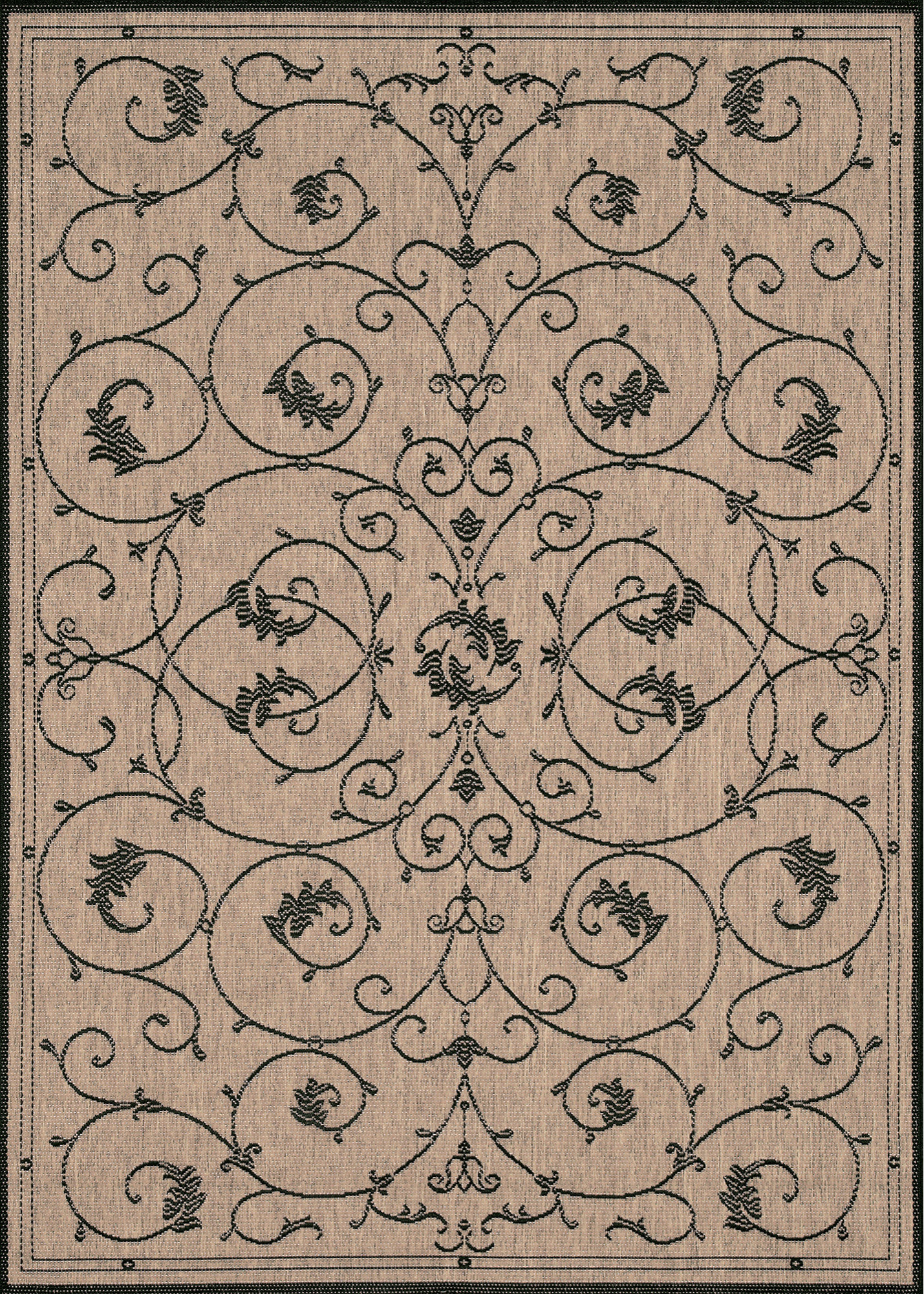 Couristan Recife Veranda Cocoa-Black Rug 8'6"x13' - Traditional ...