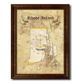 Rhode Island State Vintage Map, 15"x19", 30"x39" - Traditional - Prints ...