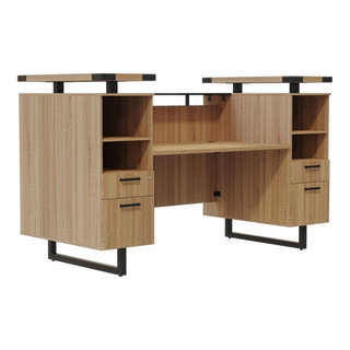 Safco Mirella Modern Wood Reception Desk in Sand Dune Beige Finish ...