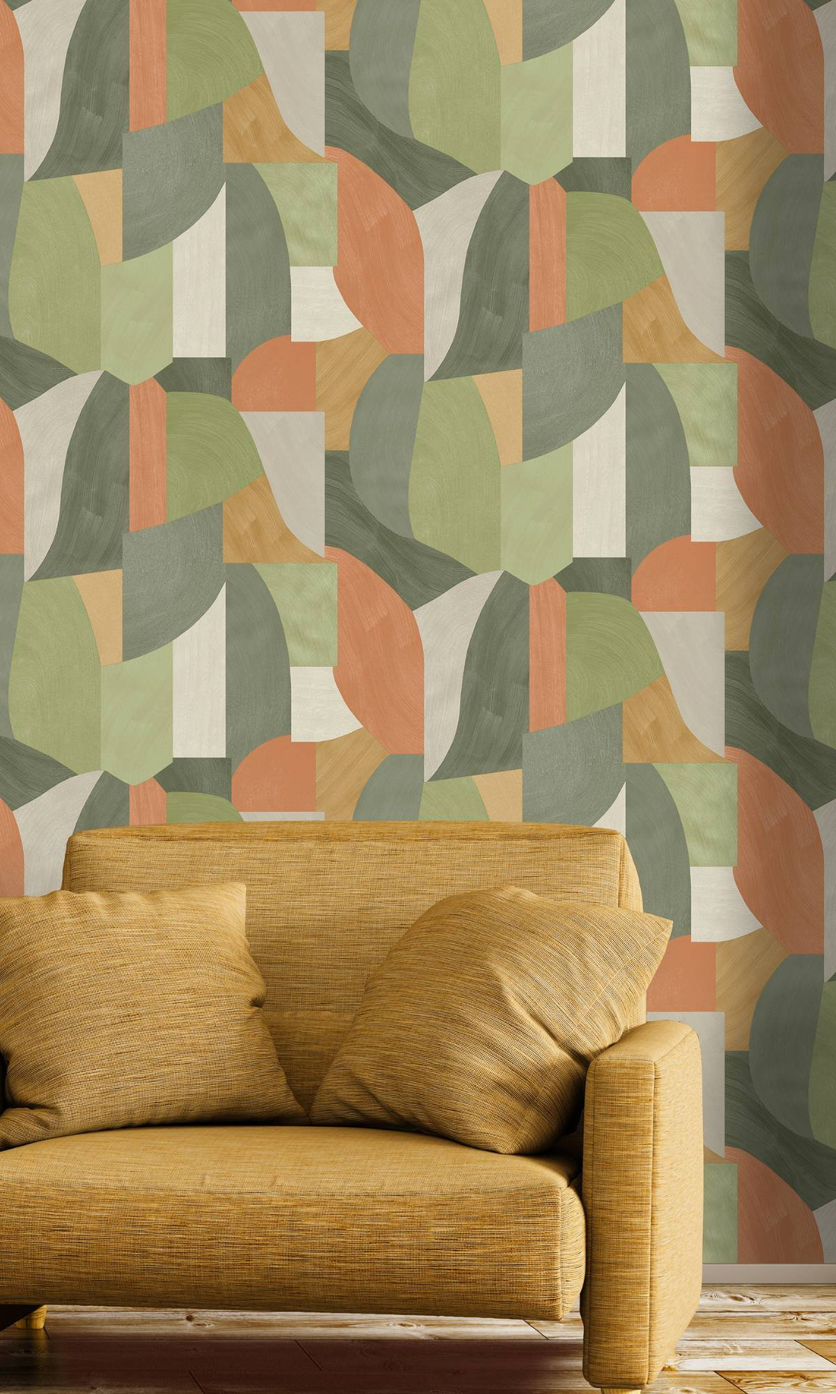 Brush Stroke Overlapping Geometric Shapes Wallpaper, Double Roll ...