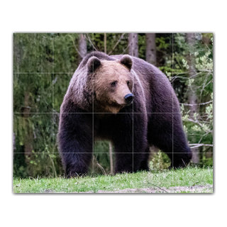 Bear Ceramic Tile Wall Mural HZ500123, 60" Wide x 48" High - Rustic ...