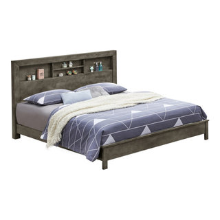 Burlington Queen Platform Bed With Storage Shelves - Rustic - Panel ...