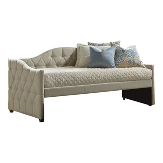 Classic Twin Size Daybed, Diamond Button Tufted Cream Upholstery ...