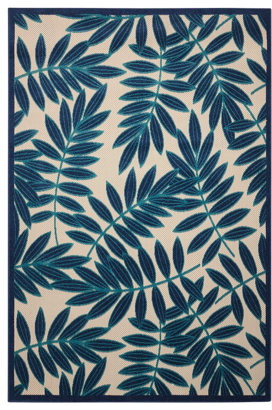 Nourison Aloha Navy Indoor/Outdoor Area Rug, 3'6"x5'6" - Tropical ...