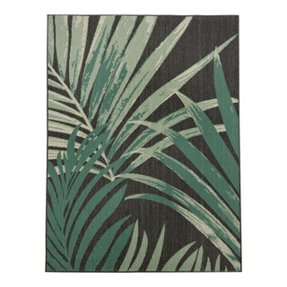 In- & Outdoor Rug With With Jungle Design, 6'7"x9'6" - Tropical ...