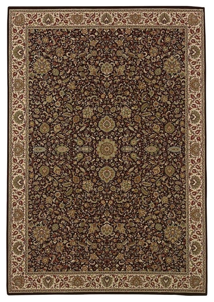 Aiden Traditional Vintage Inspired Brown/Ivory Rug, 6'7"x9'6 ...